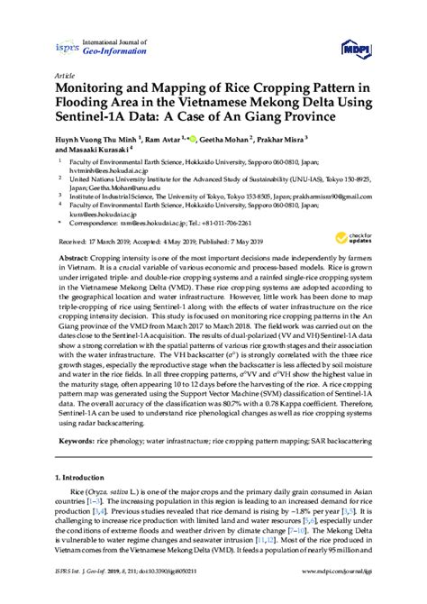 Pdf Geo Information Monitoring And Mapping Of Rice Cropping Pattern In Flooding Area In The