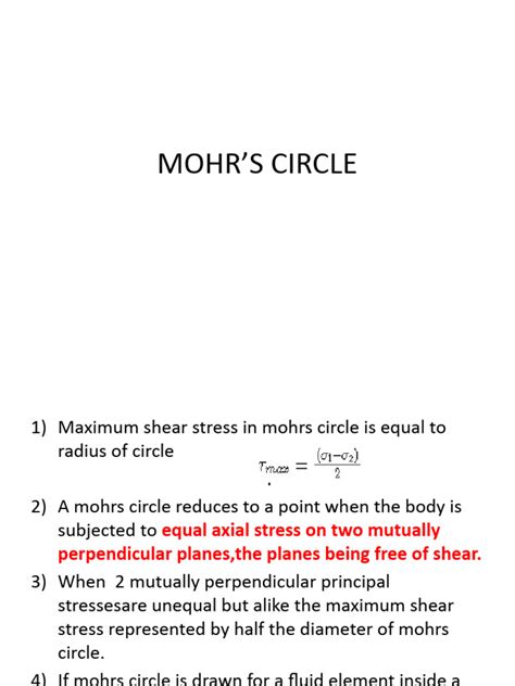 Mohrs Circle Pdf Science And Mathematics