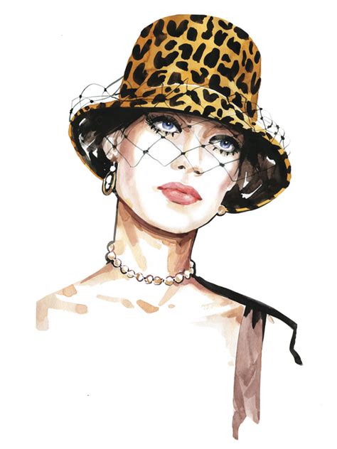 Иллюстрация Фешн иллюстрация Портрет девушки в шляпе Стиль Диор