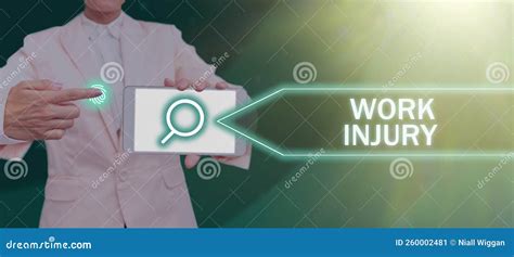 Sign Displaying Work Injury Word For An Accident Occurred As A Result
