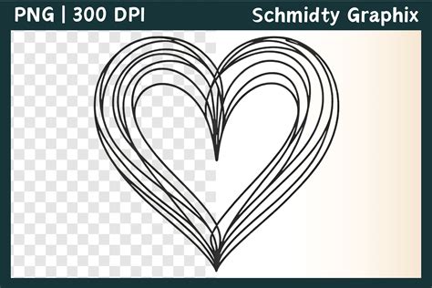 Line Art Heart Interlocking Clipart Png Graphic By Schmidty Graphix