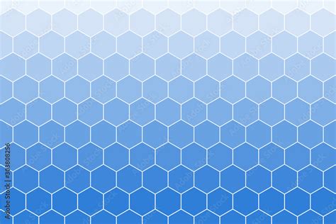 Honeycomb Grid Tile Seamless Background Or Hexagonal Cell Texture In Color Blue With Gradient