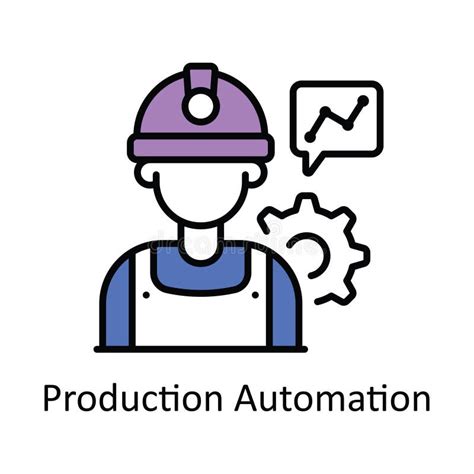 Production Automation Vector Fill Outline Icon Design Illustration