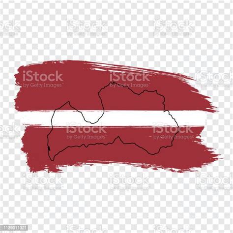 브러시 스트로크 및 빈 지도 라트비아에서 라트비아의 국기입니다 라트비아의 고품질 지도와 투명 한 배경에 플래그 스톡 벡터입니다 벡터 일러스트 레이 션 Eps10 0명에 대한