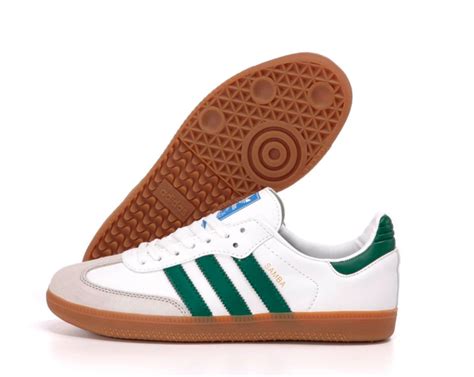 Купить Кроссовки мужские Adidas Samba белые с зеленым, Адидас Самба ...