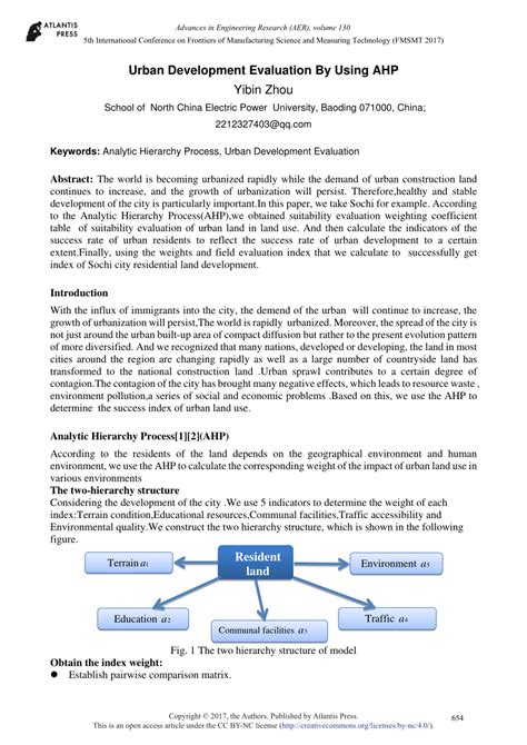 Pdf Urban Development Evaluation By Using Ahp