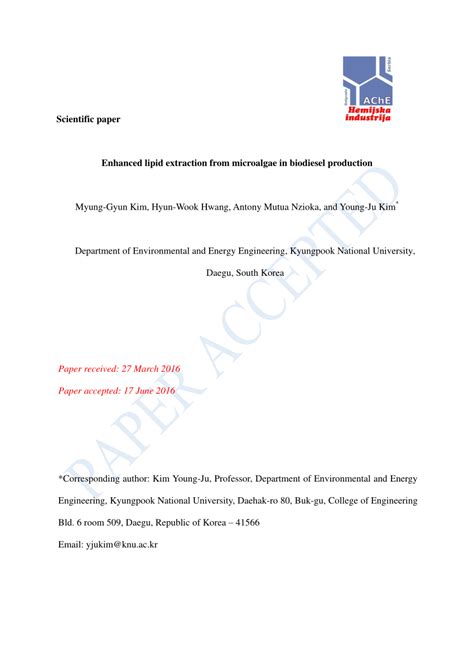 Pdf Enhanced Lipid Extraction From Microalgae In Biodiesel Production