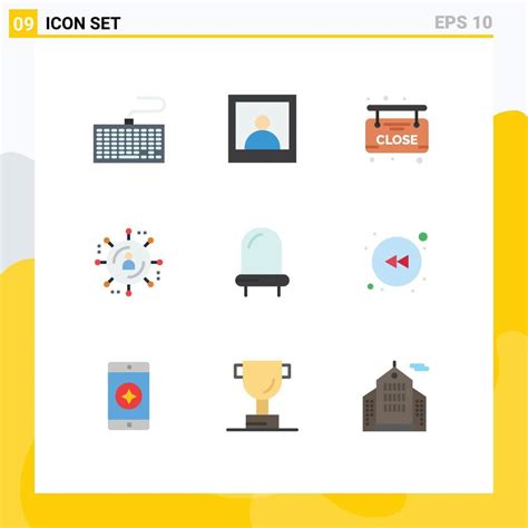 9 Universal Flat Colors Set For Web And Mobile Applications Rewind Arrow Close Light Diode