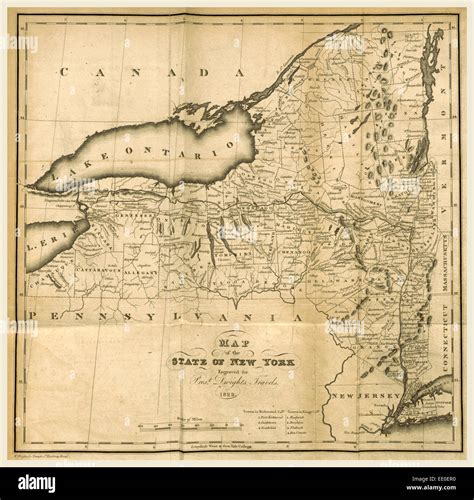Map Of The State Of New York 1823 19th Century Engraving Us America