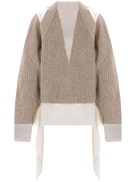 Undercover V Neck Ribbed Sweater Grey Farfetch