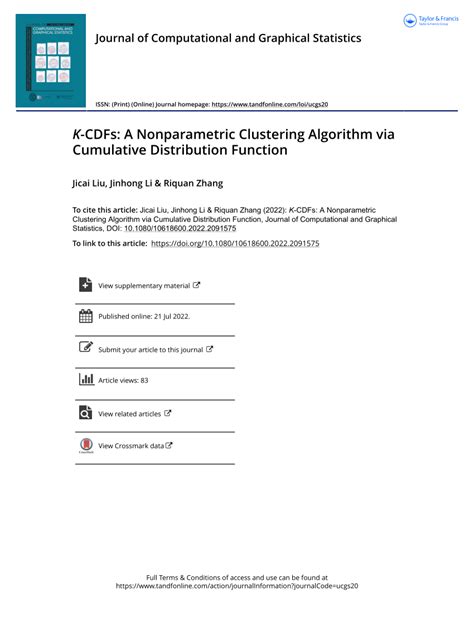 pdf k cdfs a nonparametric clustering algorithm via cumulative