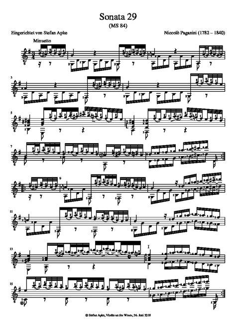 Paganini Nicolo Guitar Sonata In G Major Ms 84 No29 Classical