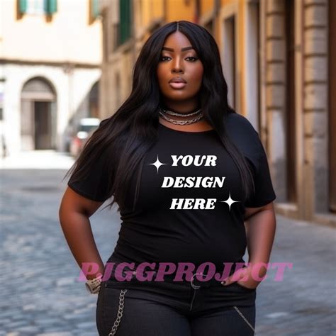 Beautiful Black Plus Size Model Mockupblack Curvy Model Etsy