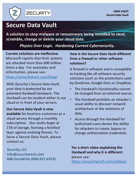 Secure Data Vault Zecurity Tech