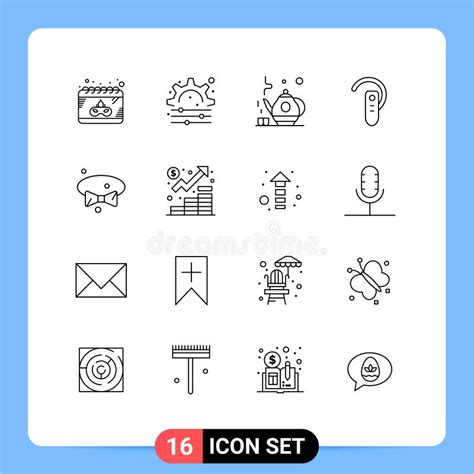 User Interface Pack Of 16 Basic Outlines Of Tie Bow Teapot Headset