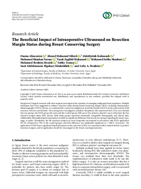Pdf The Beneficial Impact Of Intraoperative Ultrasound On Resection Margin Status During