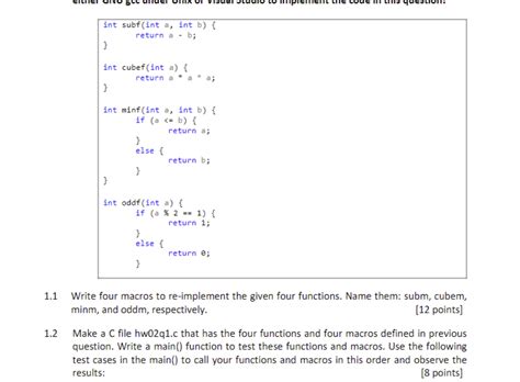 Solved 1 Write Four Macros To Re Implement The Given Four