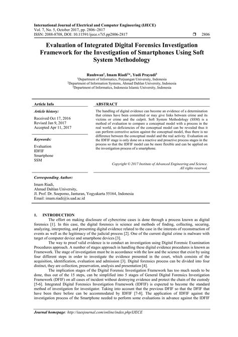 Evaluation Of Integrated Digital Forensics Investigation Framework For The Investigation Of