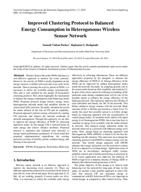 Pdf Improved Clustering Protocol To Balanced Energy Consumption In Heterogeneous Wireless