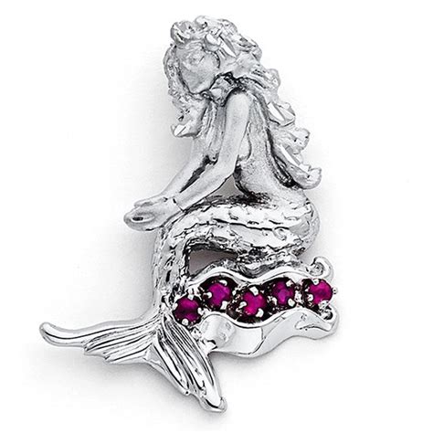 Sterling Silver Ruby Mermaid Pendant Ruby Mermaid Pendant Etsy