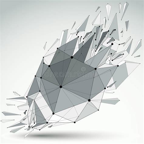Abstract Vector Low Poly Wrecked Object With Black Lines And Dot Stock Vector Illustration Of