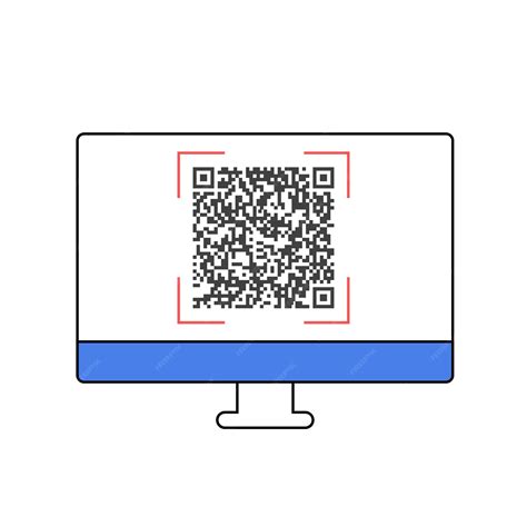 데스크톱 Pc의 비즈니스 아이콘 및 기술 Qr 코드 프리미엄 벡터