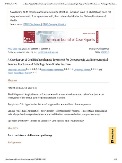A Case Report Of Oral Bisphosphonate Treatment For Osteoporosis Leading