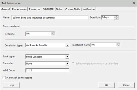 Set Task Type Project Plan 365