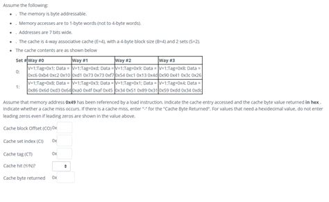 Solved Assume The Following The Memory Is Byte