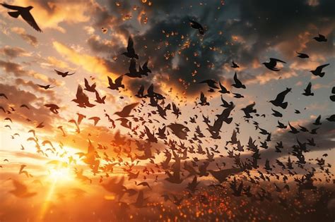 Premium Photo Flock Of Birds Creating Intricate Patterns In The