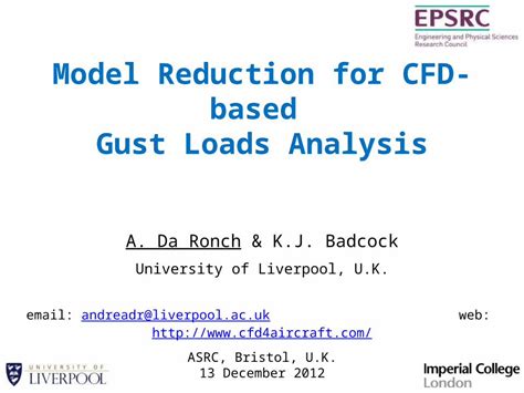 Pptx Model Reduction For Cfd Based Gust Loads Analysis A Da Ronch