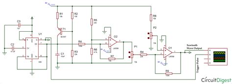 Sawtooth Waveform Generator Circuit Using Op Amp