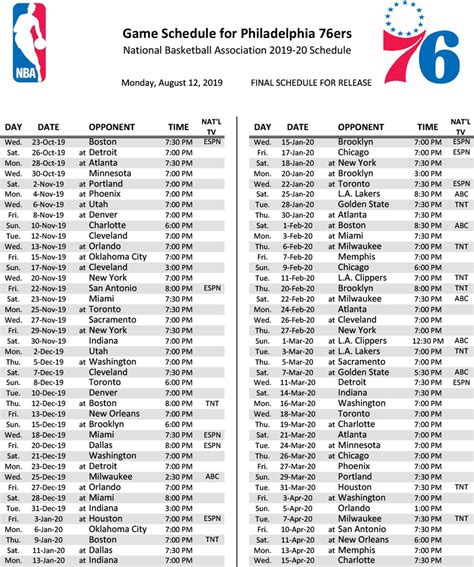 76ers Schedule 2024 24 Printable Cayla Daniele