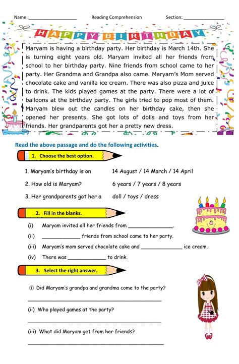 Reading Comprehension Online Exercise For Grade 1 Artofit