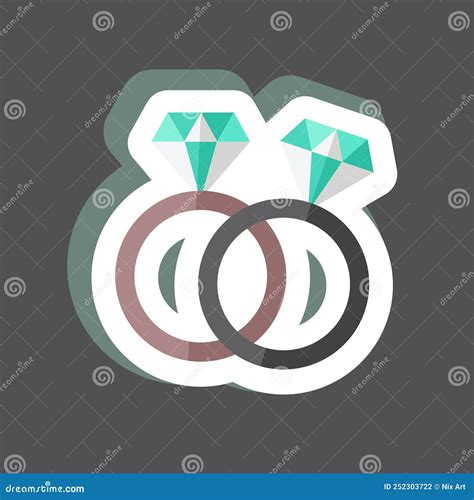 Rings Sticker In Trendy Isolated On Black Background Stock Illustration