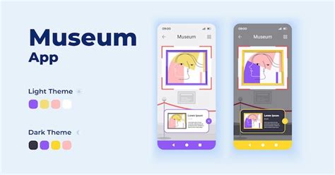 Premium Vector Museum Cartoon Smartphone Interface Vector Templates Set Mobile App Screen