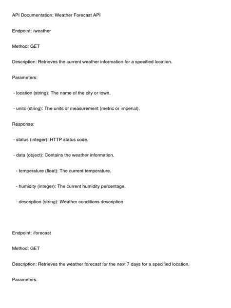 Weather Forecast Api Documentation Pdf