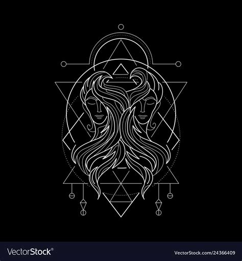 Zodiac Gemini Geometric Style Royalty Free Vector Image