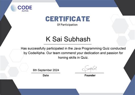 Kari Sai Subhash On Linkedin Javaprogramming Codealpha Programmingskills Quizsuccess
