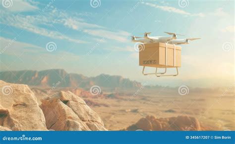 Drone Delivering Parcel With Rotating Propellers Icon Cartoon Vector