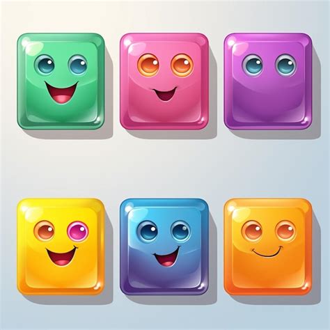 premium vector set of colorful square buttons