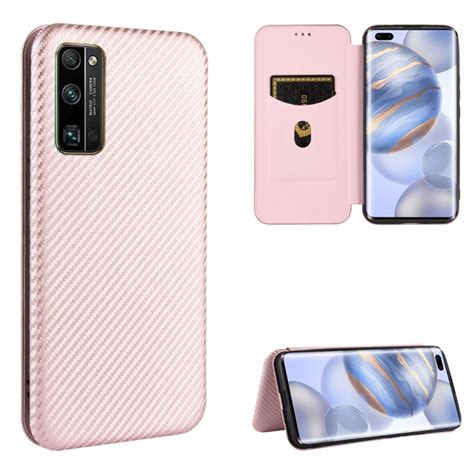 สำหรับ Huawei Honor 30 Pro เนื้อคาร์บอนไฟเบอร์แม่เหล็กแนวนอนพลิก Tpu