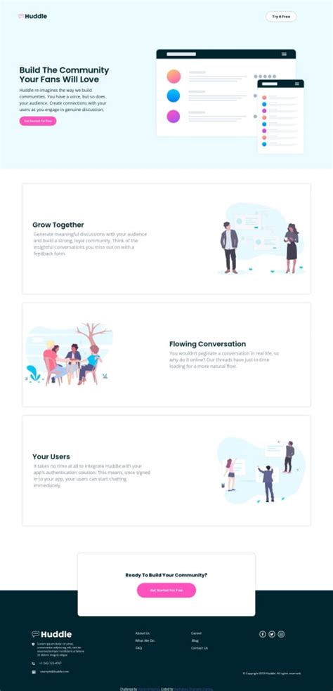 Frontend Mentor Huddle Landing Page Built With Tailwind Css Coding