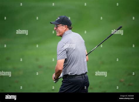 Phil Mickelson Works Out On The Range During A Practice For The Masters