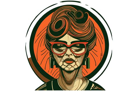 Stylish Old Lady With Glasses Vector Art Graphic By Arief Sapta Adjie