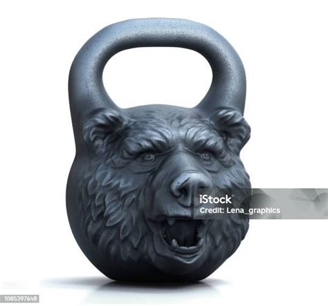 무 쇠 디자인 무게 곰 머리에 고립 된 흰색 배경 3d 그림입니다 3차원 형태에 대한 스톡 사진 및 기타 이미지 3차원 형태