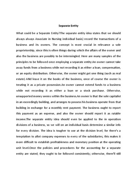 Separate Entity Separate Entity What Could Be A Separate Entitythe Separate Entity Idea