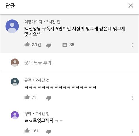 백종원 유투브 댓글 유머 움짤 이슈 에펨코리아