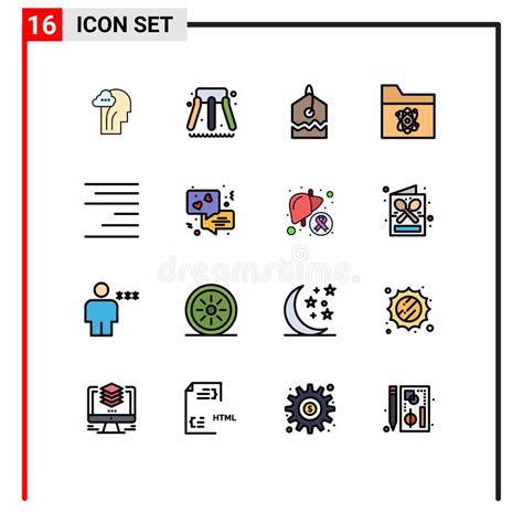 16 Universal Flat Color Filled Lines Set For Web And Mobile Applications Chat Right Over