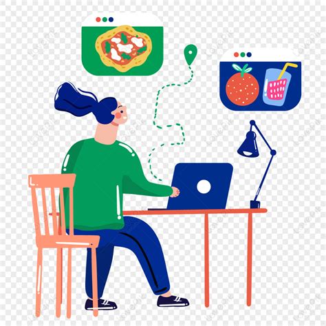 Hand Drawn Cartoon Online Nutrition Meal Collocation Illustration